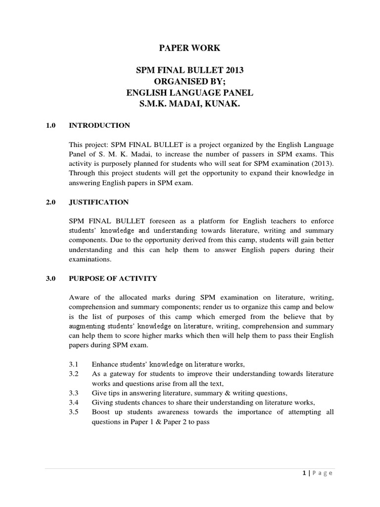 Paper Work Bullet SPM | PDF | Test (Assessment) | Reading Comprehension