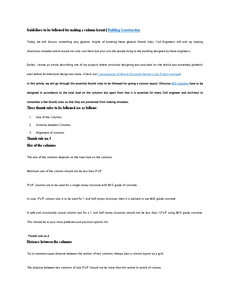 Column Layout Guidelines for Engineers | PDF | Column | Structural ...