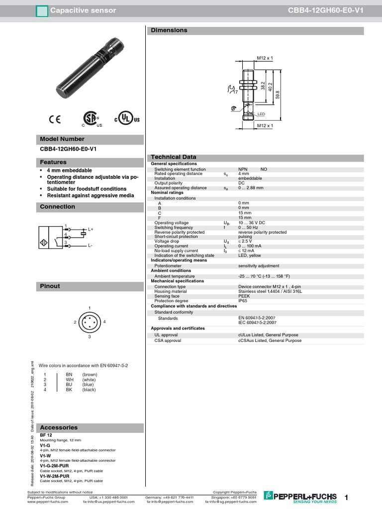 Dimensions: CBB4-12GH60-E0-V1 | PDF | Cable | Electrical Connector