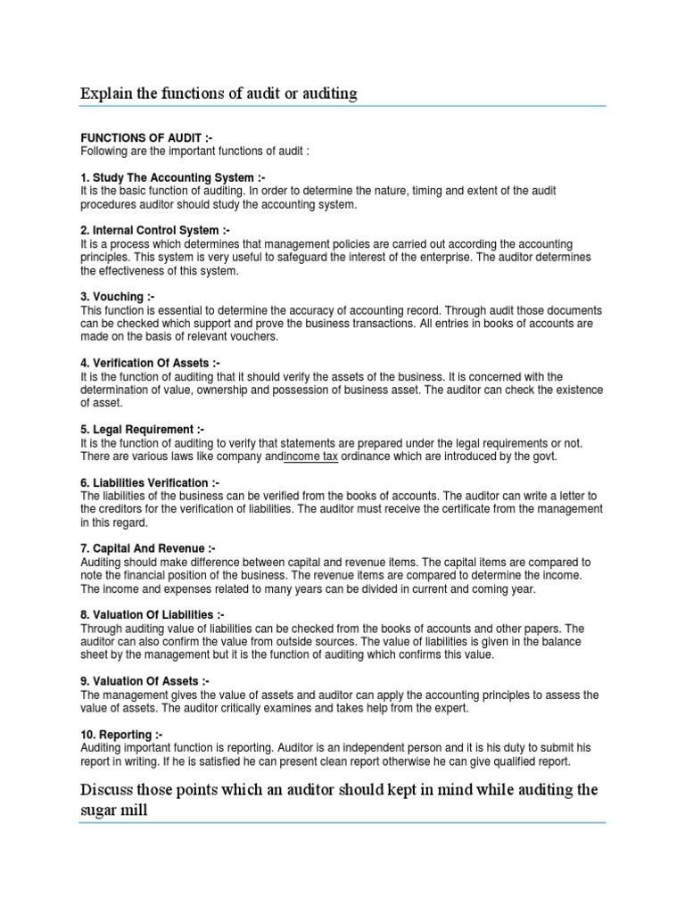Functions of Auditing Explained | PDF | Balance Sheet | Audit