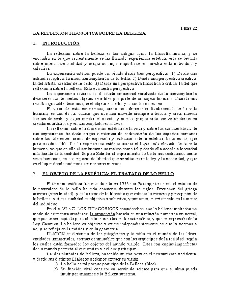 La Reflexión Filosófica Sobre La Belleza | Estética | Belleza