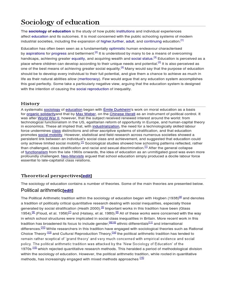 Sociology of Education | PDF