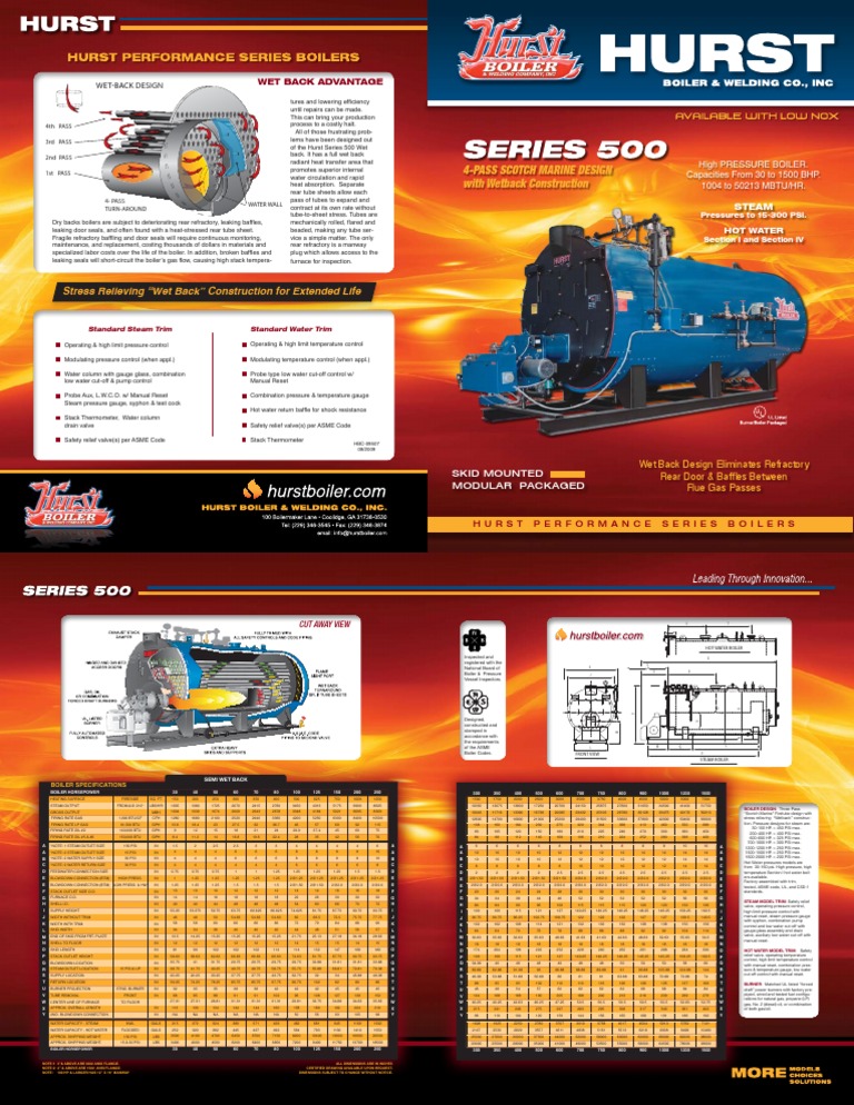 Hurst Series 500 Brochure | PDF | Boiler | Water Heating
