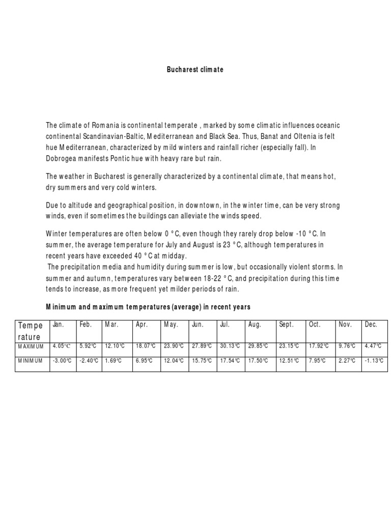 Bucharest Climate | PDF | Rain | Climate
