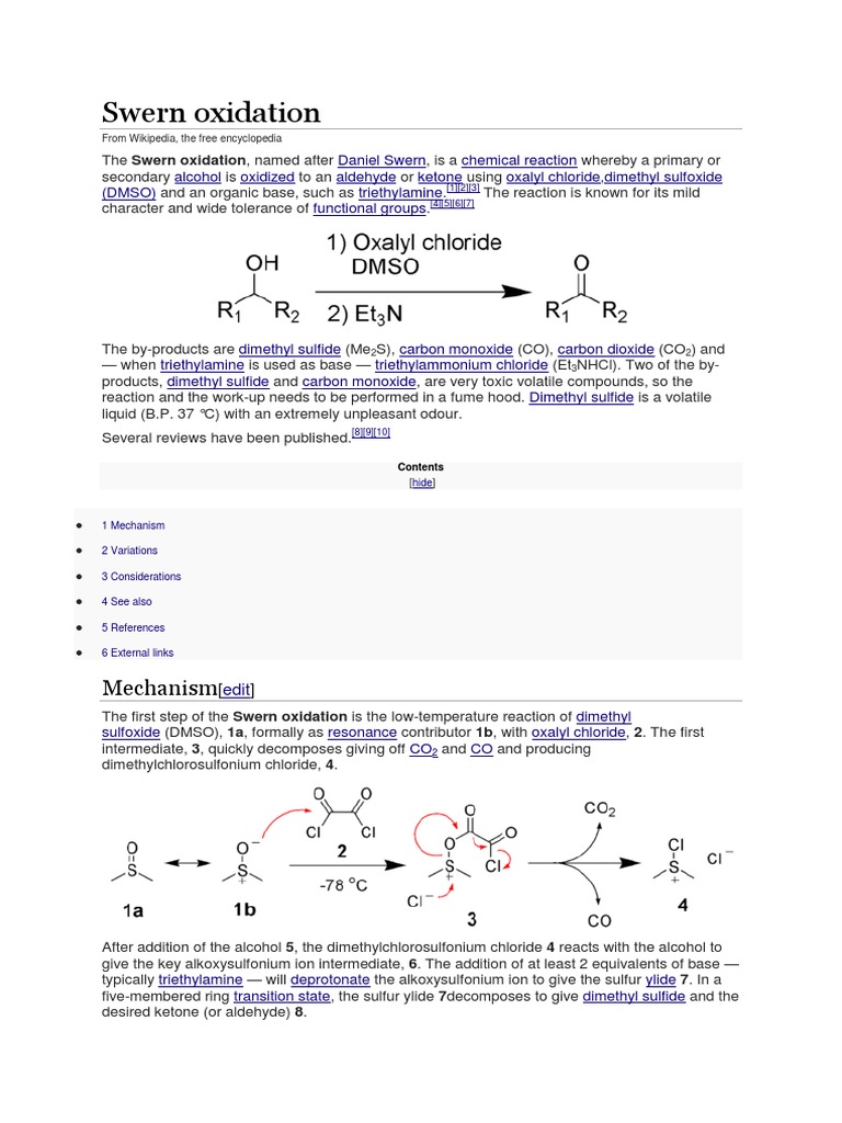 Swern Oxidation Mechanism and Procedure | PDF | Functional Group | Unit ...