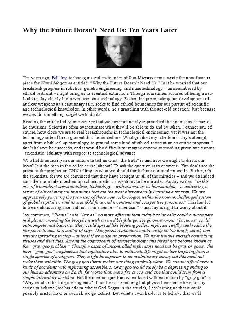 Revisiting Joy's Technological Caution | PDF | Science And Technology ...