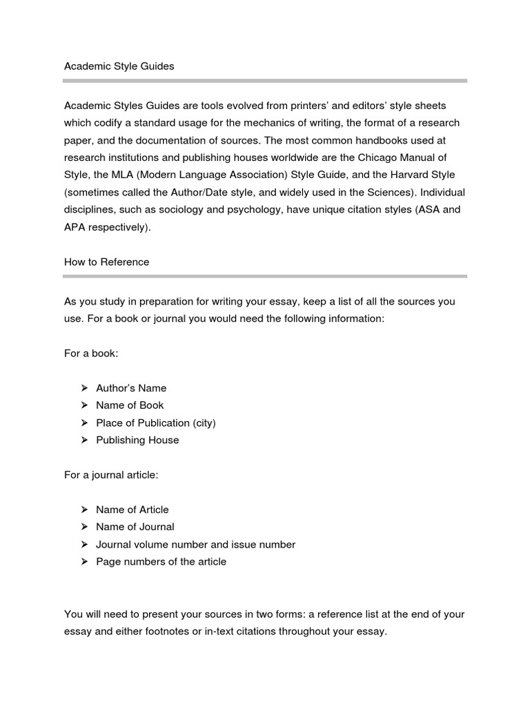Academic Style Guides | PDF | Citation | Publishing