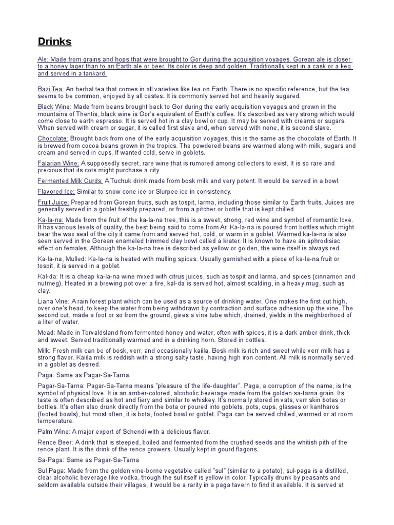 Gorean Drinks | Drink | Wine