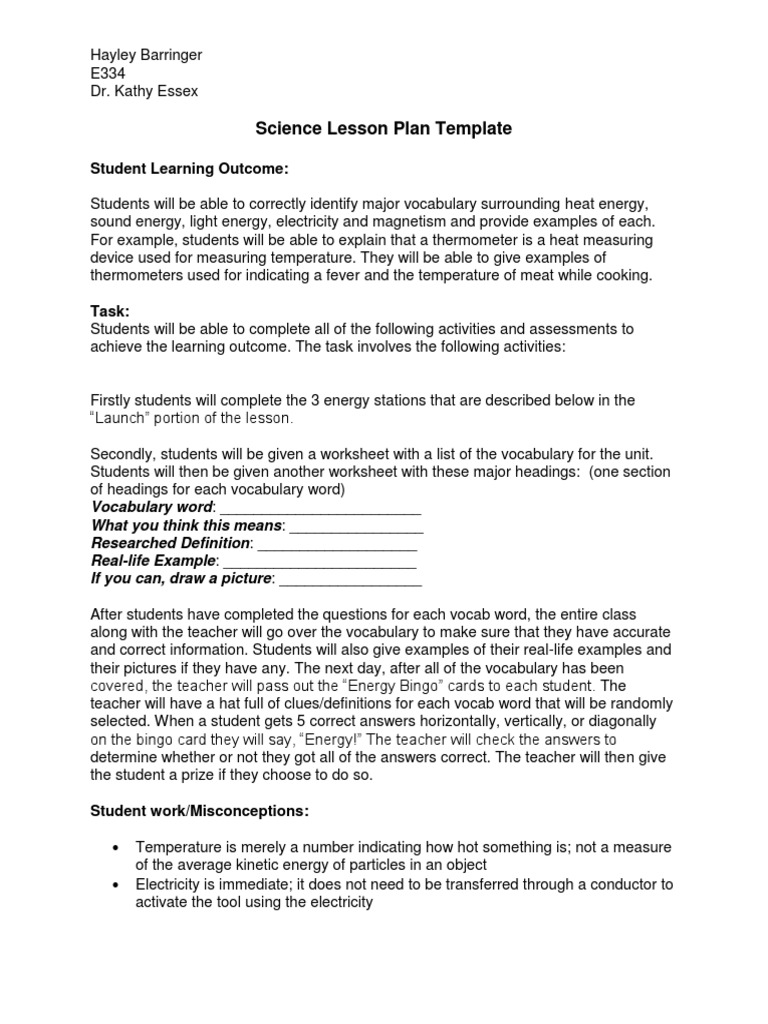 Science Lesson Plan | PDF | Lesson Plan | Electricity