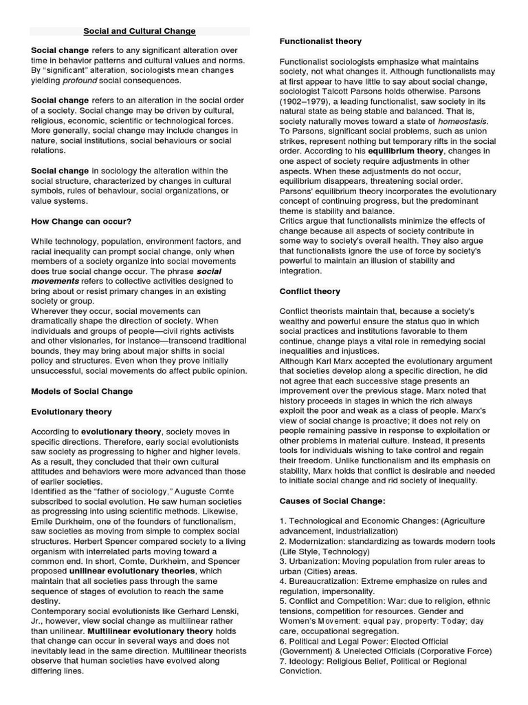 Understanding Social and Cultural Change | PDF | Social Movements ...