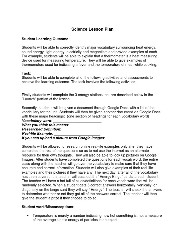 Technology Integrated Science Lesson Plan | PDF | Electricity | Lesson Plan