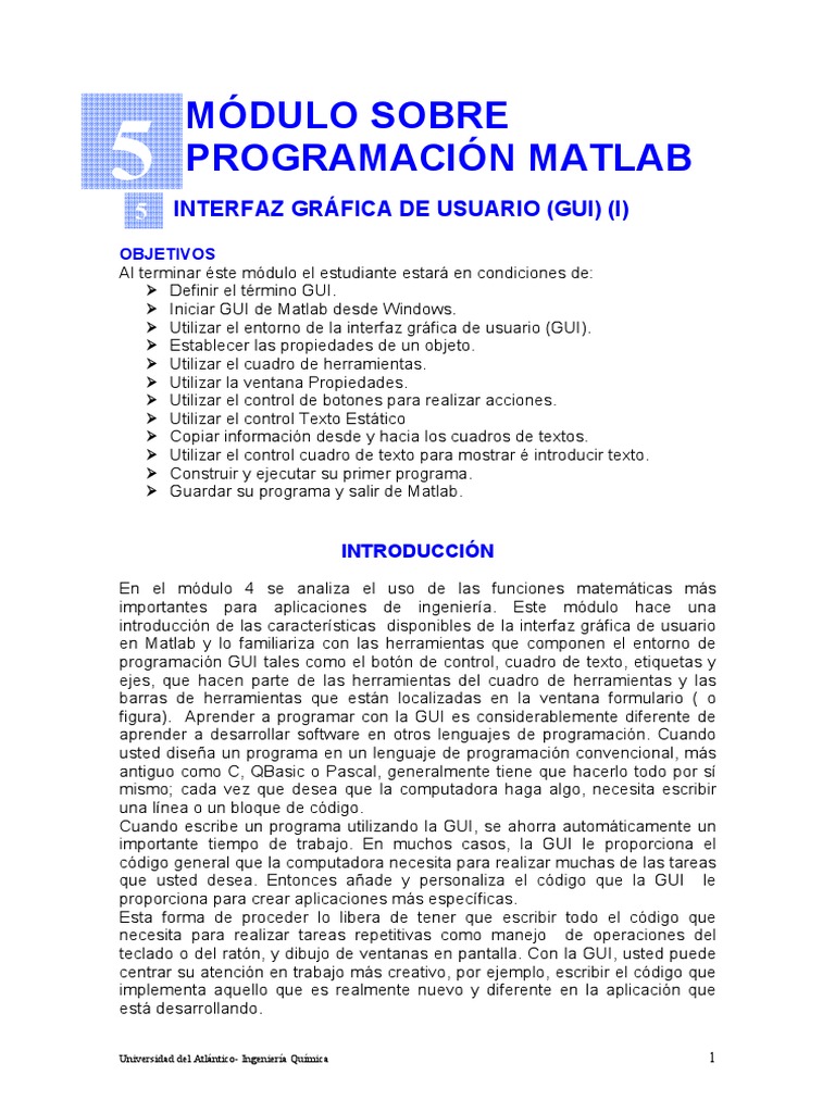 Modulo 5 Sobre Programacion Matlab Guide | PDF | Programa de ...