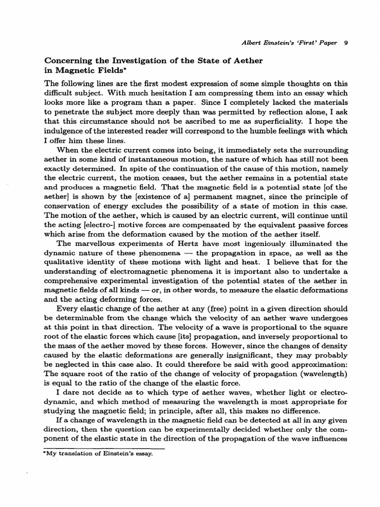 Concerning The Investigation of The State of Aether in Magnetic Fields ...