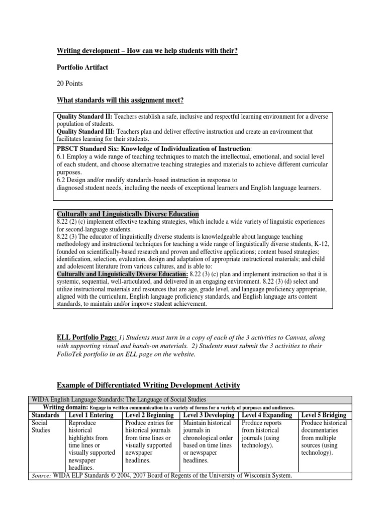 Writing Devel Assign For Portfolio | PDF | Curriculum | Quality Of Life