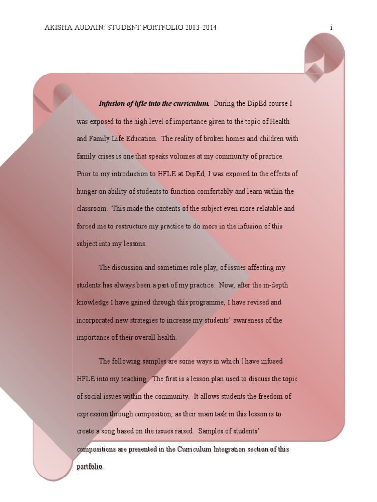 Educator's HFLE Integration Portfolio | PDF