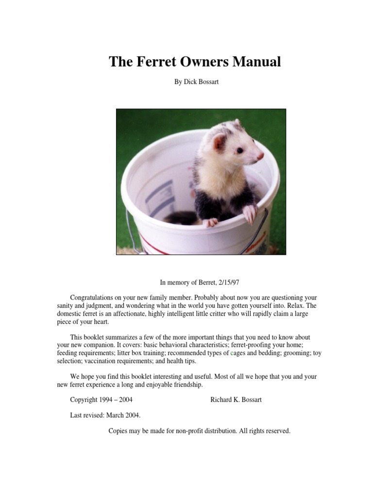 Ferret Manual | PDF | Vaccines | Rabies