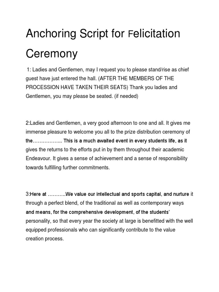 Anchoring Script For Convocation Ceremony | PDF