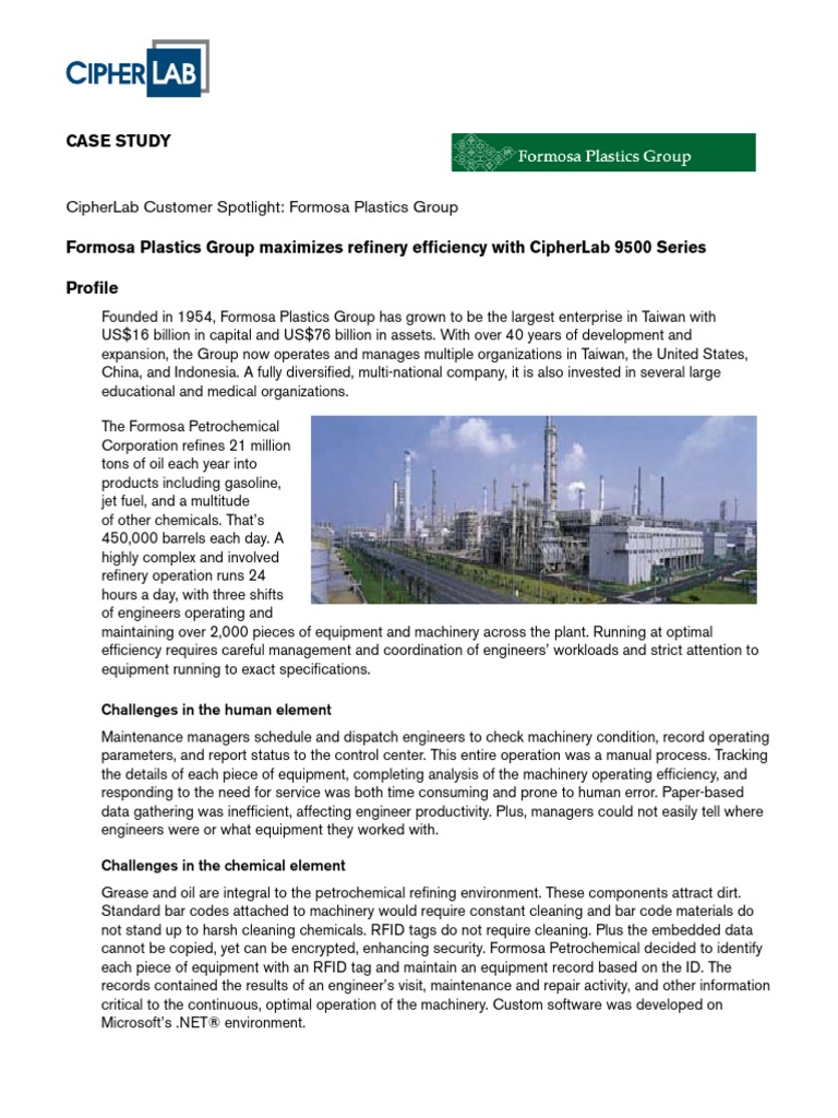 Case Study: Cipherlab Customer Spotlight: Formosa Plastics Group | Download Free PDF | Radio ...
