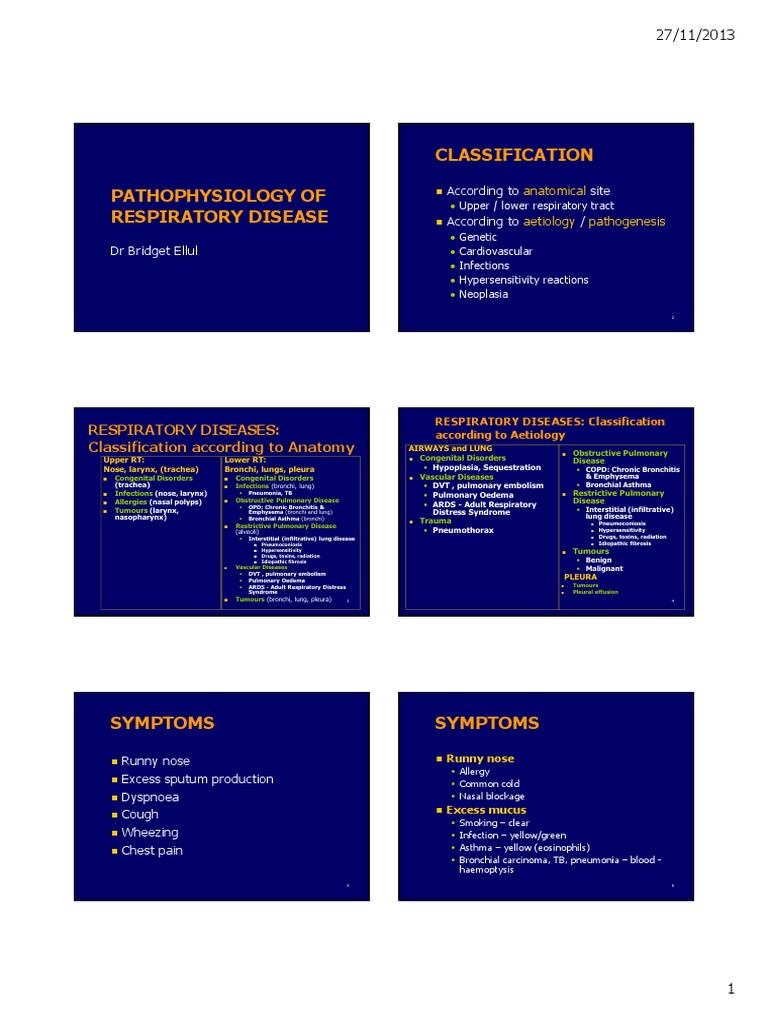 Pathophysiology and Classification of Respiratory Diseases: A ...