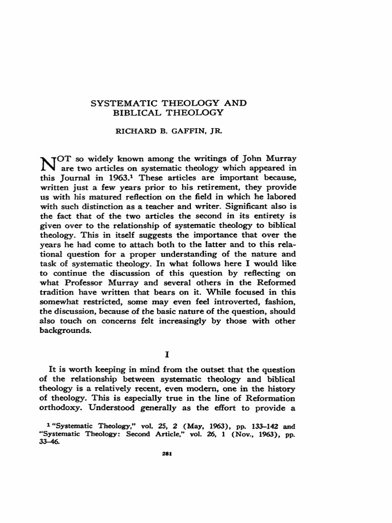 Gaffin, Systematic Theology and Biblical Theology | PDF | Revelation ...