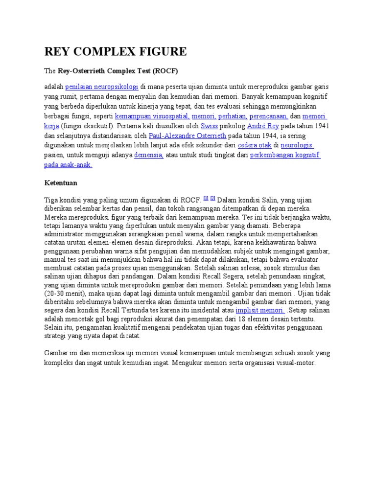 Rey Complex Figure - Alat Test | PDF