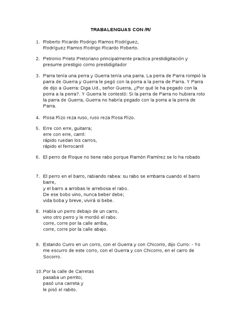 Trabalenguas Con R | PDF