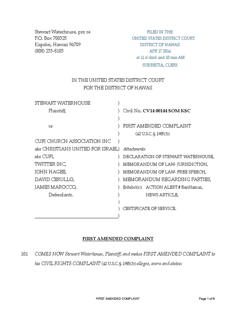 First Amended Complaint | PDF | Freedom Of Speech | Hamas