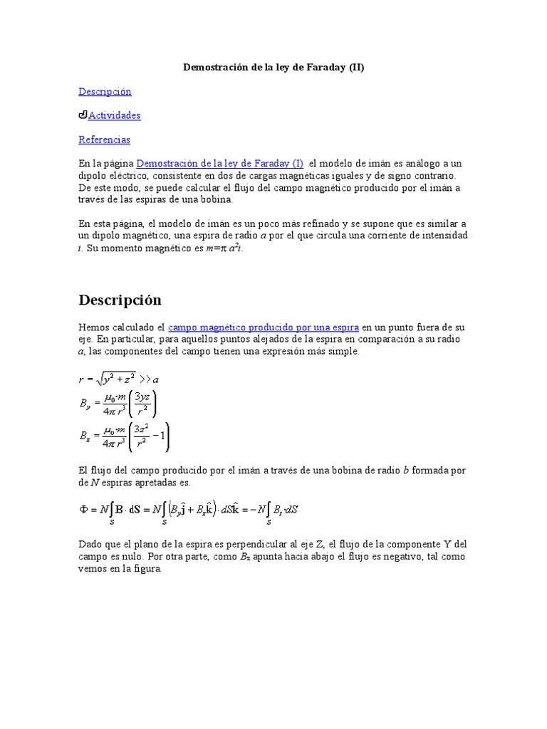 Demostración de La Ley de Faraday II | PDF | Campo magnético | Imán