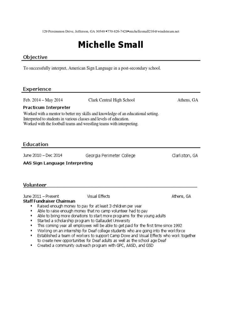 ASL Interpreter Resume Overview | PDF