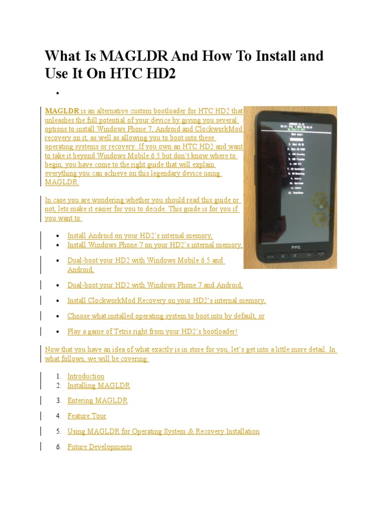 Install MAGLDR on HTC HD2 Guide | PDF | Android (Operating System ...