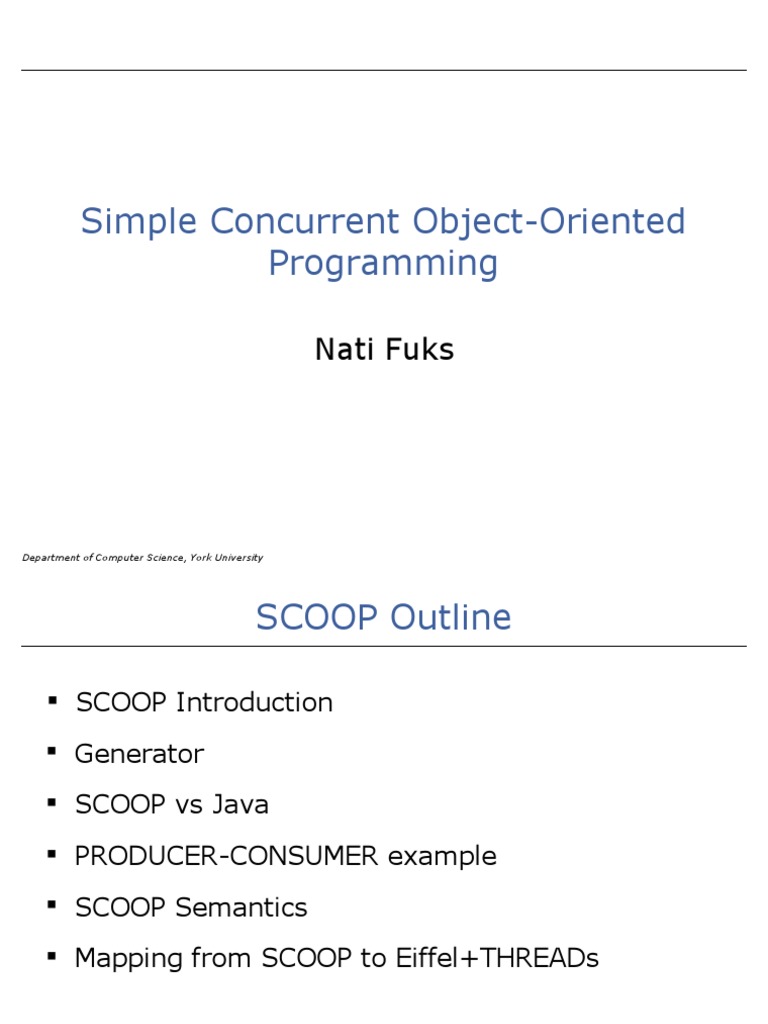 Simple Concurrent Object Oriented Programming Pdf Object Oriented Programming Computer
