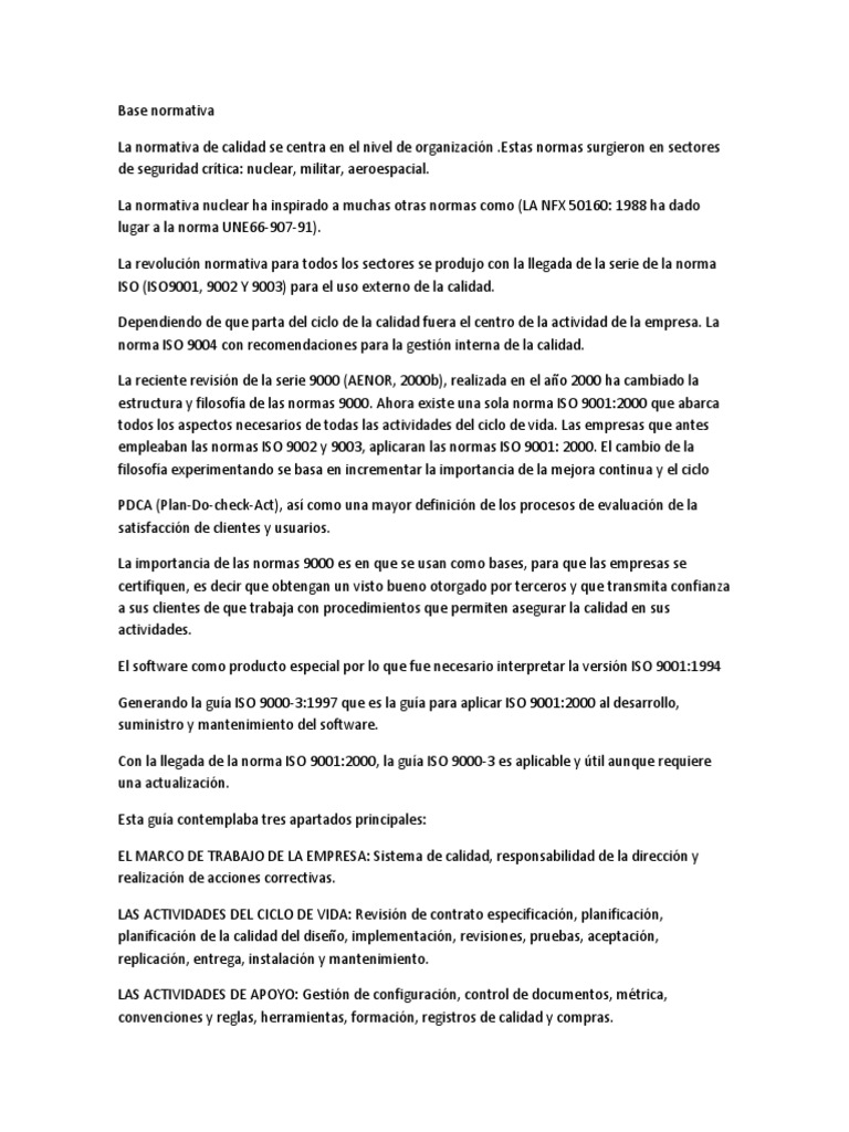 Base Normativa | PDF | Calidad (comercial) | Planificación