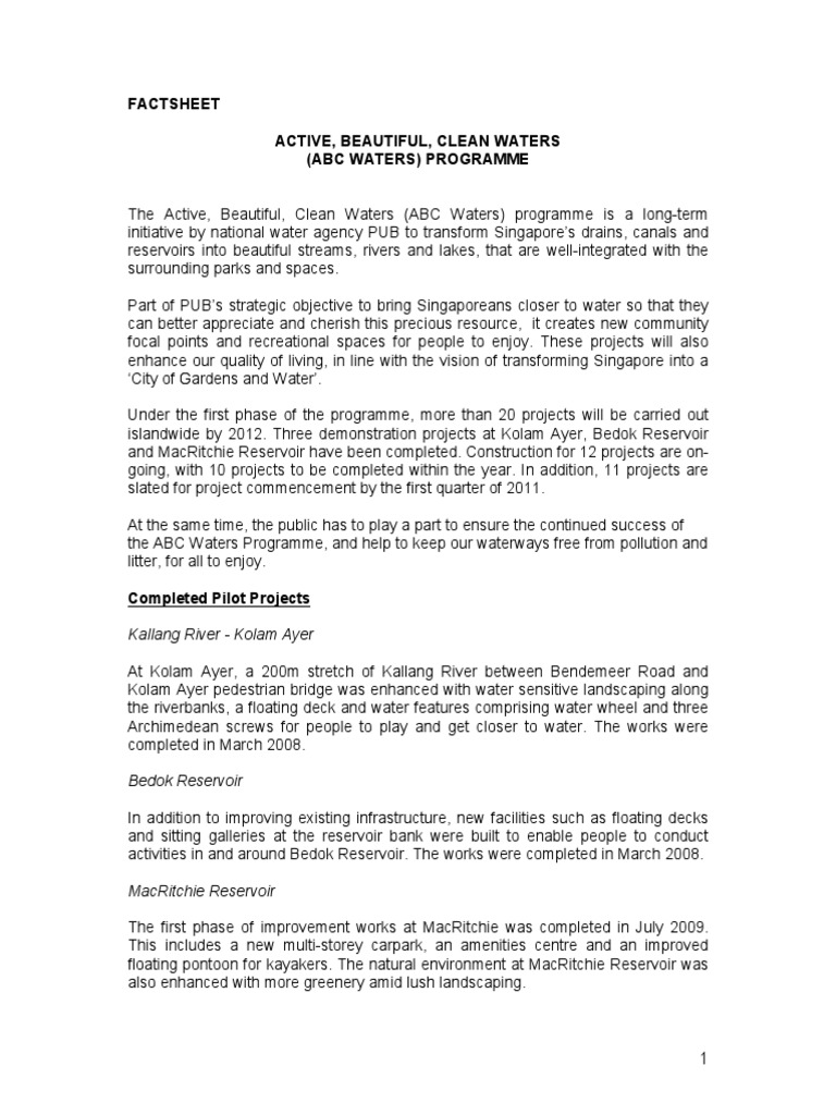 ABC Waters in Singapore | PDF | Wetland | Environmental Design