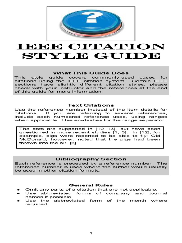 IEEE Citation Style Guide | PDF