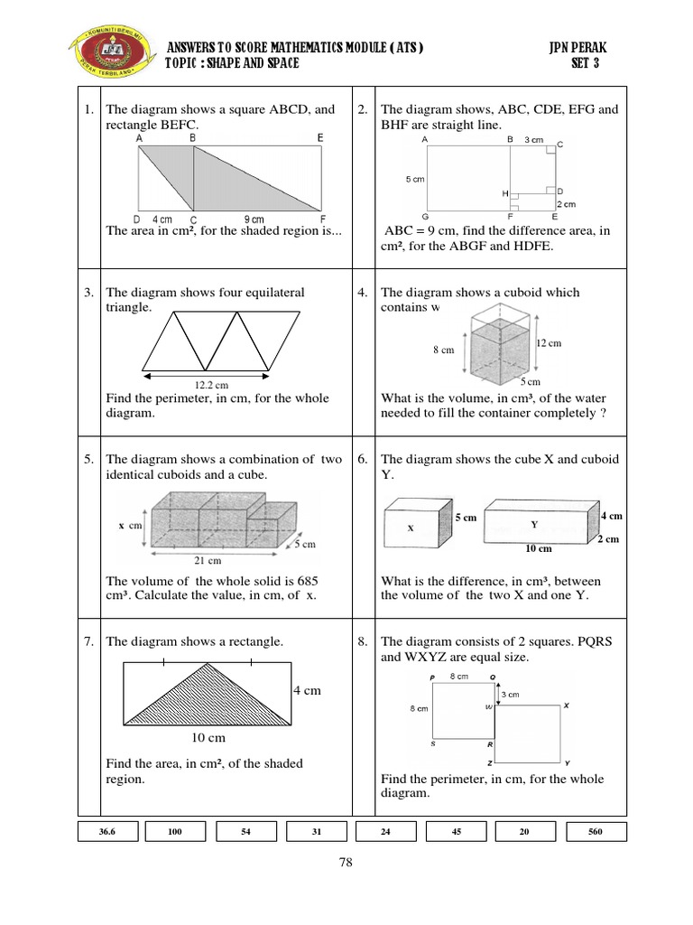 Mathematics Shape and Space Answers | PDF
