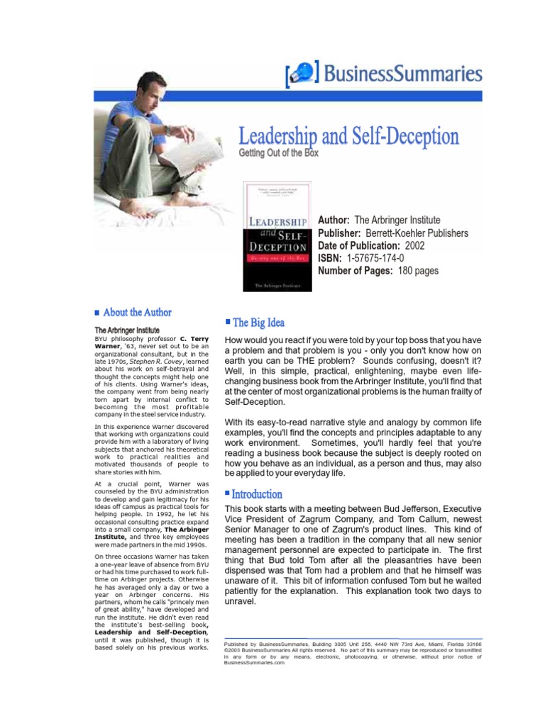 The Arbinger Institute-Leadership and Self Deception - Getting Out of ...