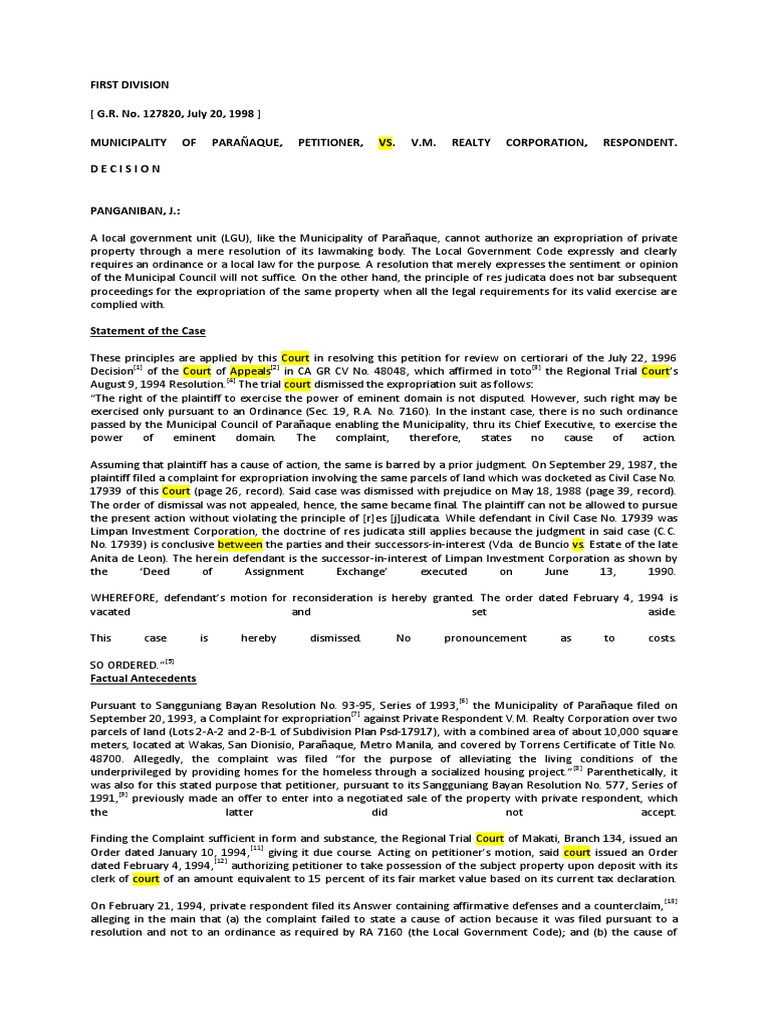 Expropriation Cases | Download Free PDF | Eminent Domain | Res Judicata