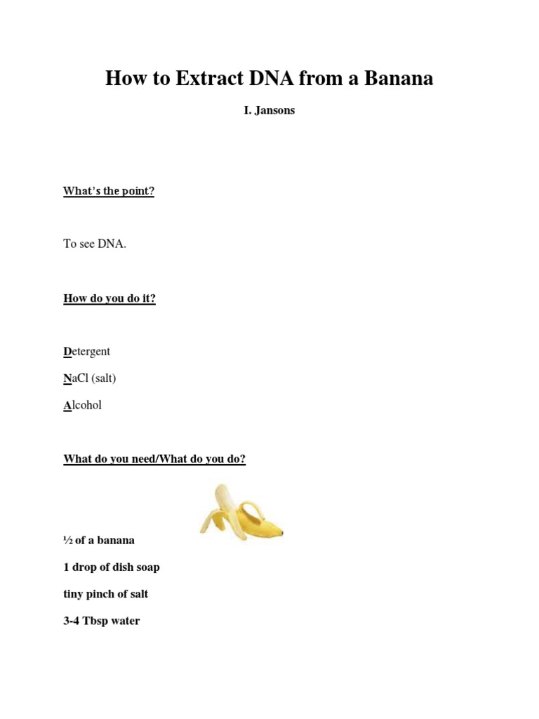 How To Extract DNA From A Banana | PDF | Dna | Cell (Biology)