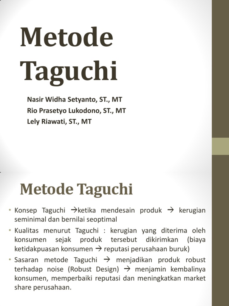 Metoda Taguchi | PDF