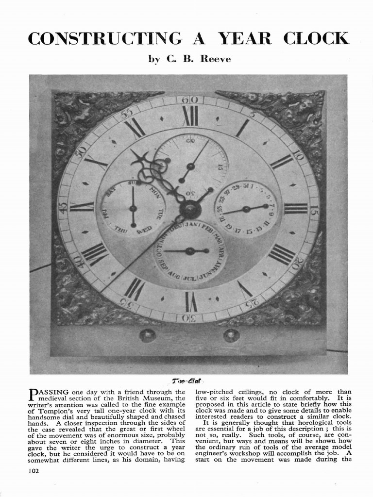 Constructing A Year Clock by C.B. Reeve | PDF | Mechanical Engineering ...