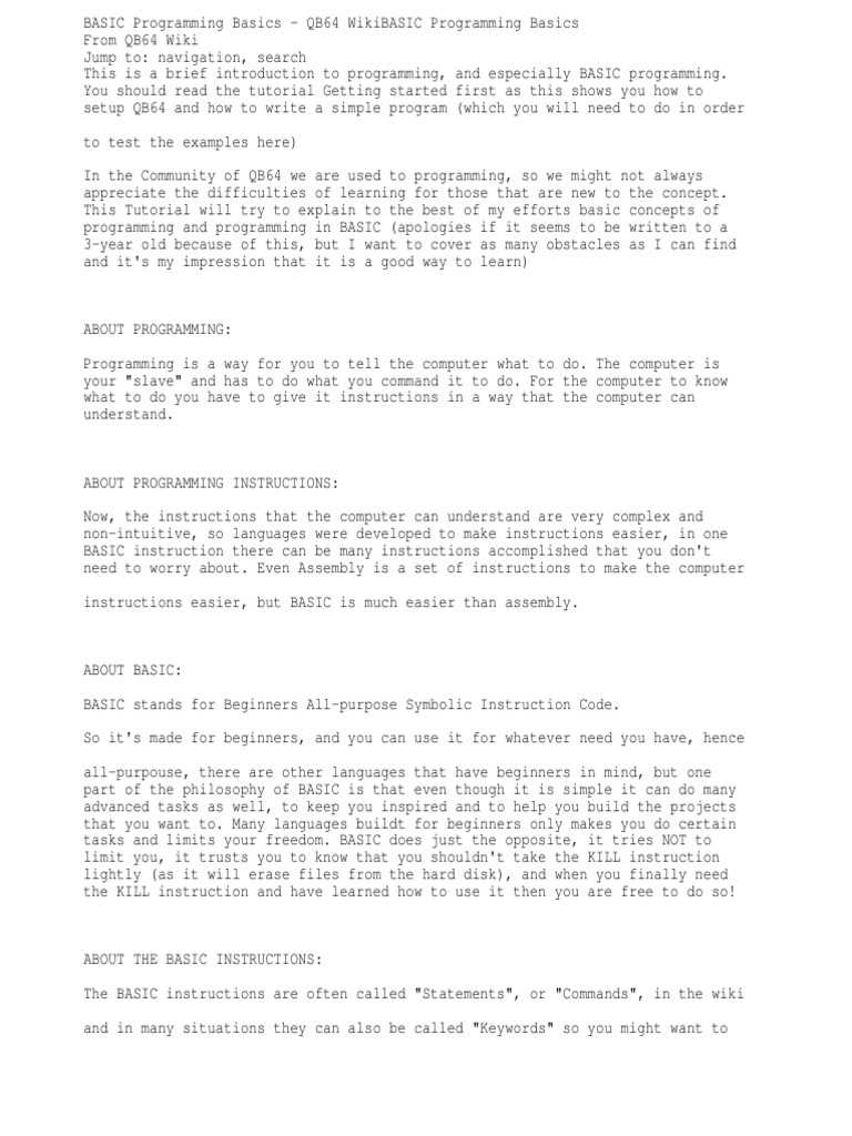 Basic Programming Basics Qb64 Wiki Pdf Subroutine Parameter Computer Programming 4306