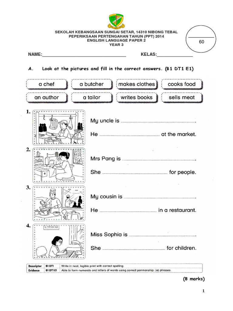 English Year 3 PPT 2014 Paper 2 | PDF | Sports & Recreation | Language ...