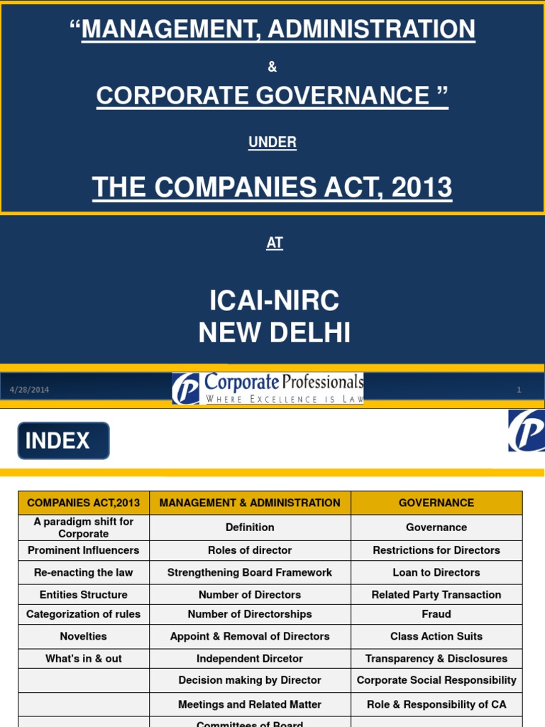 Company - Act 2013 | PDF | Board Of Directors | Corporate Social ...