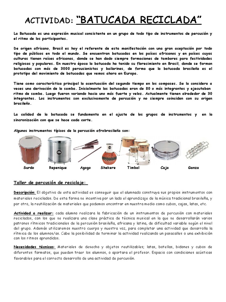 Batucada Reciclada | PDF | Ritmo | Entretenimiento (general)