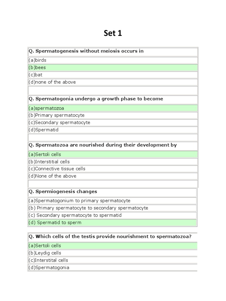 Development Biology Multiple Choice Question | PDF | Fertilisation ...