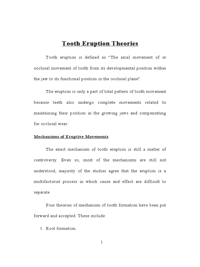 Tooth Eruption Theories | PDF | Dentistry | Human Tooth