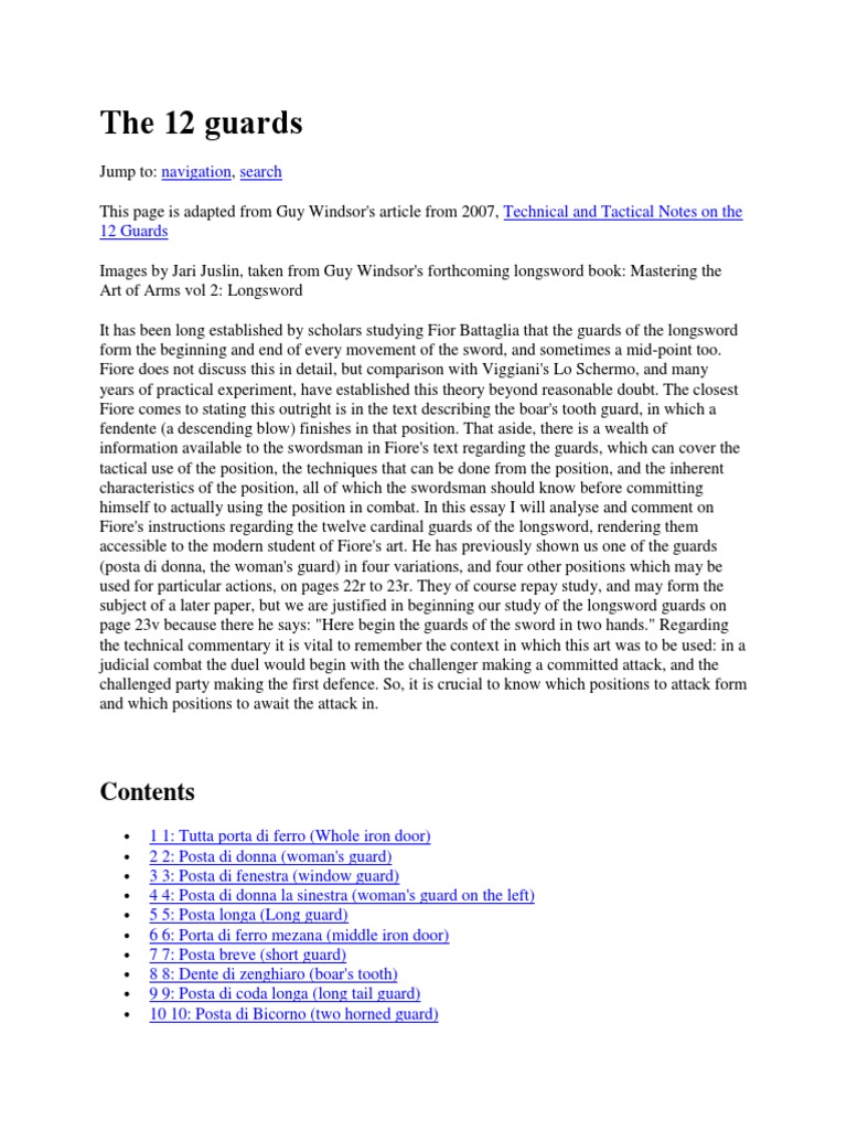 Guards Western Martial Arts | PDF | Swordsmanship | Sword