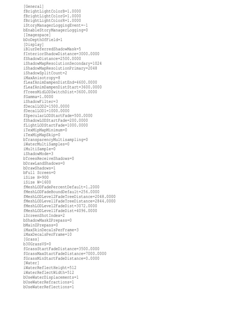 Default SkyrimPrefs - Ini (Install Folder Skyrim) | PDF