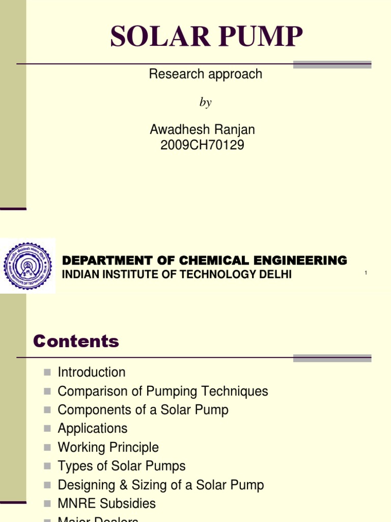 Solar Pump Design and Applications | PDF | Solar Energy | Solar Power
