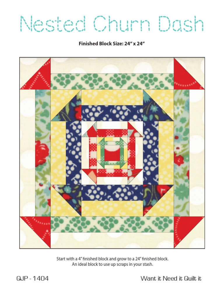 Nested Churn Dash Block | PDF | Quilt | Seam (Sewing)